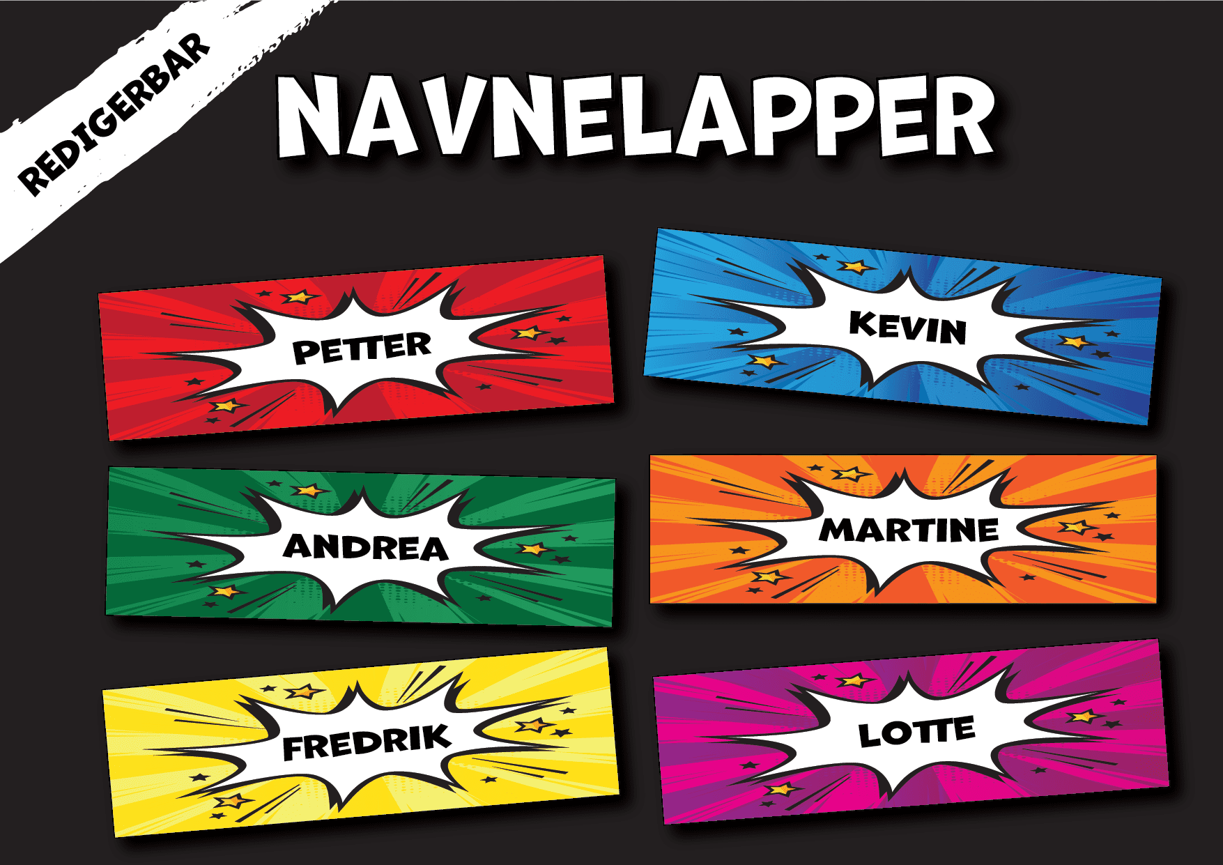 Navnelapper (redigerbare) | Undervisningsbyen.no