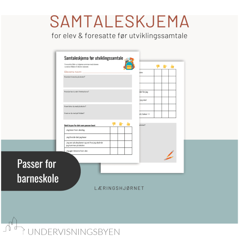 Samtaleskjema før samtale | Undervisningsbyen.no