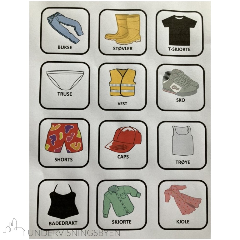 Dagtavlebilder av klær | Undervisningsbyen.no