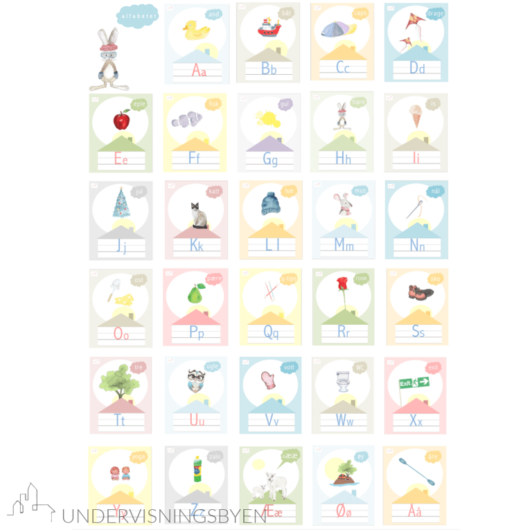 Alfabet til vegg. Store og små bokstaver i bokstavhus ...