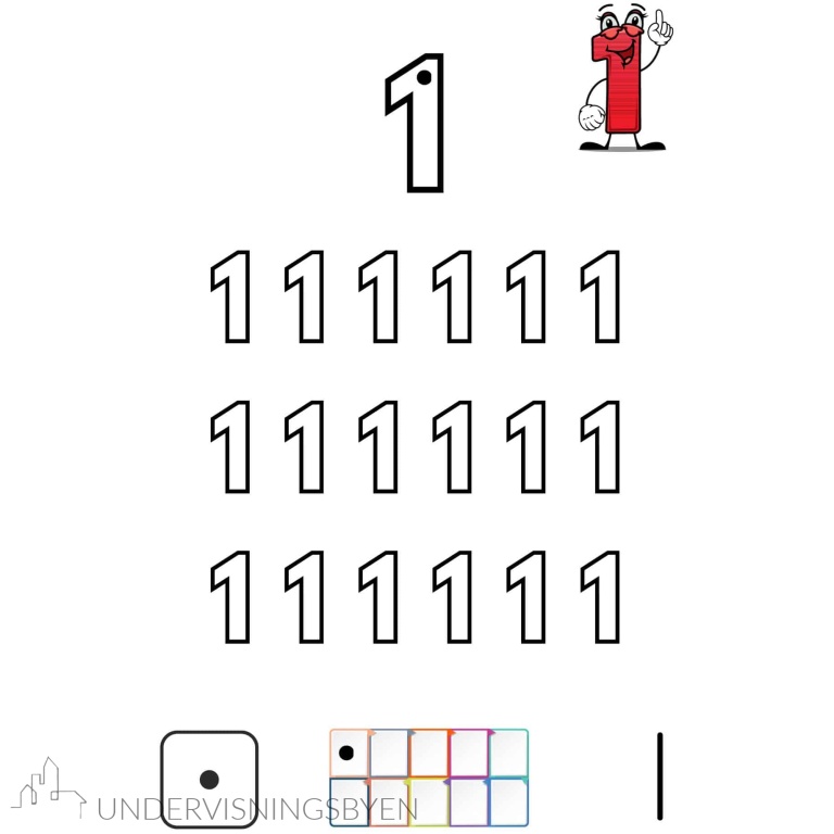 Tallene 1 til 20, sporing mellom linjene | Undervisningsbyen.no