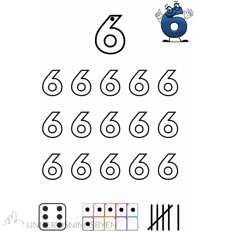 Tallene 1 til 20, sporing mellom linjene | Undervisningsbyen.no