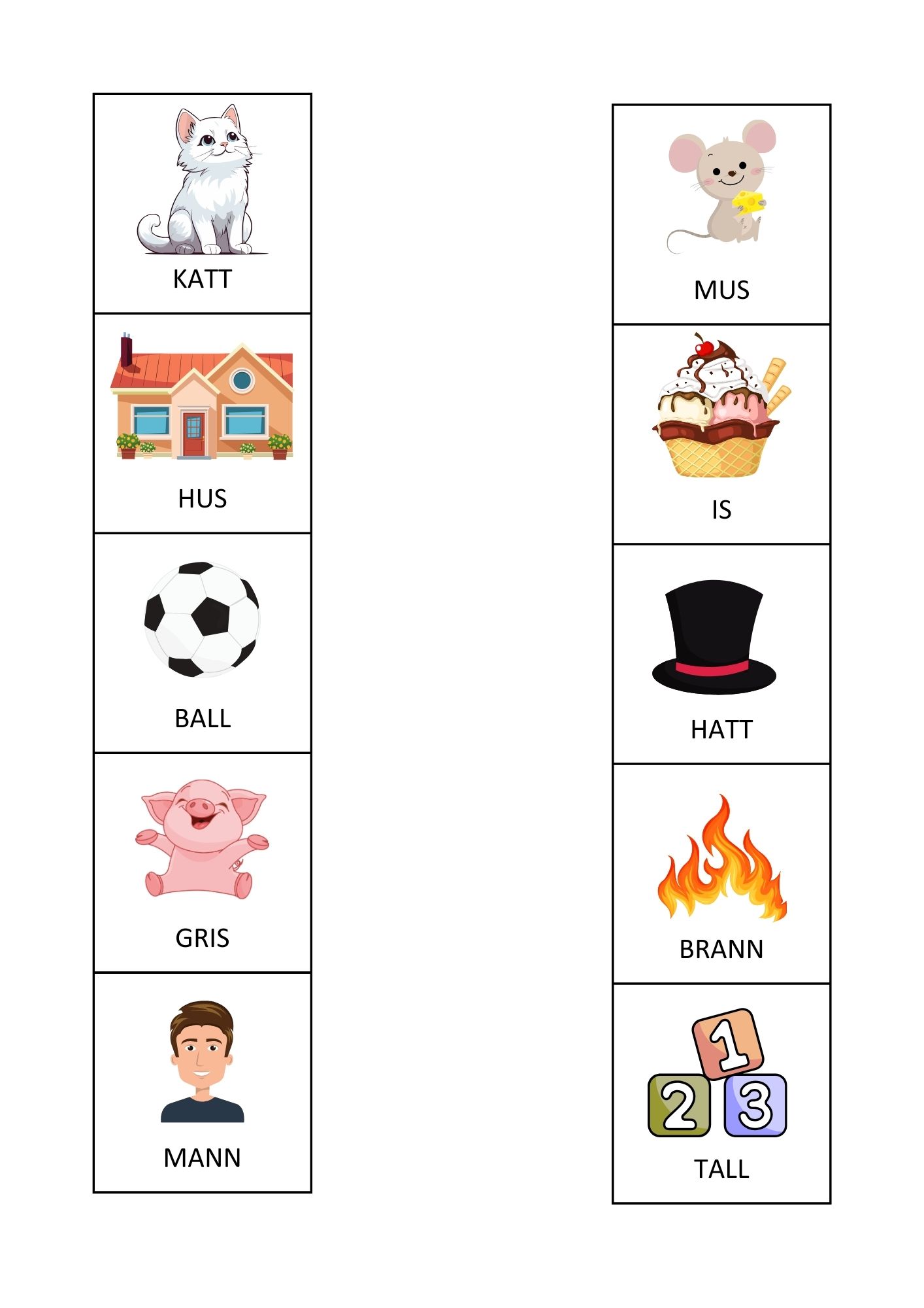 200 rimord - arbeidark og rimlotto spill | Undervisningsbyen.no