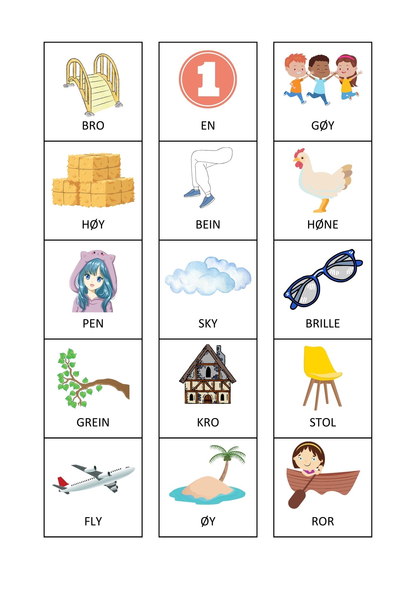 200 rimord - arbeidark og rimlotto spill | Undervisningsbyen.no