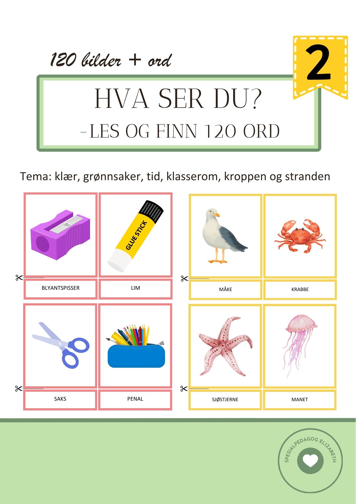 Hva ser du 2? Les og finn 120 ord | Undervisningsbyen.no