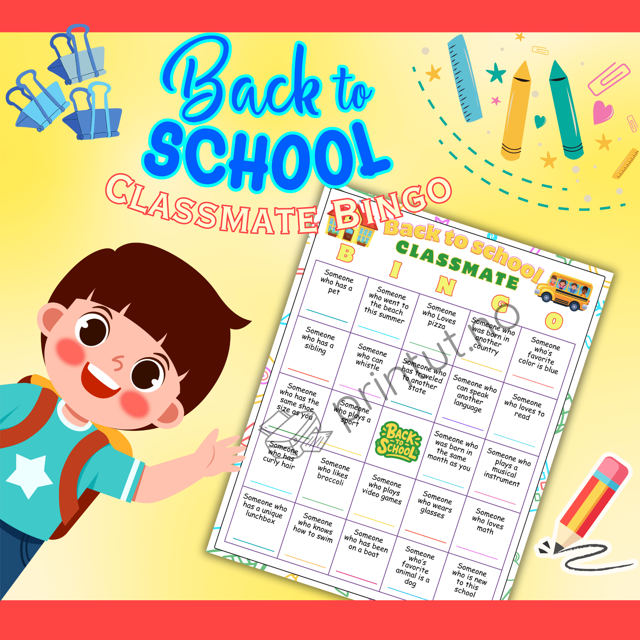 BACK TO SCHOOL-CLASSMATE BINGO | Undervisningsbyen.no