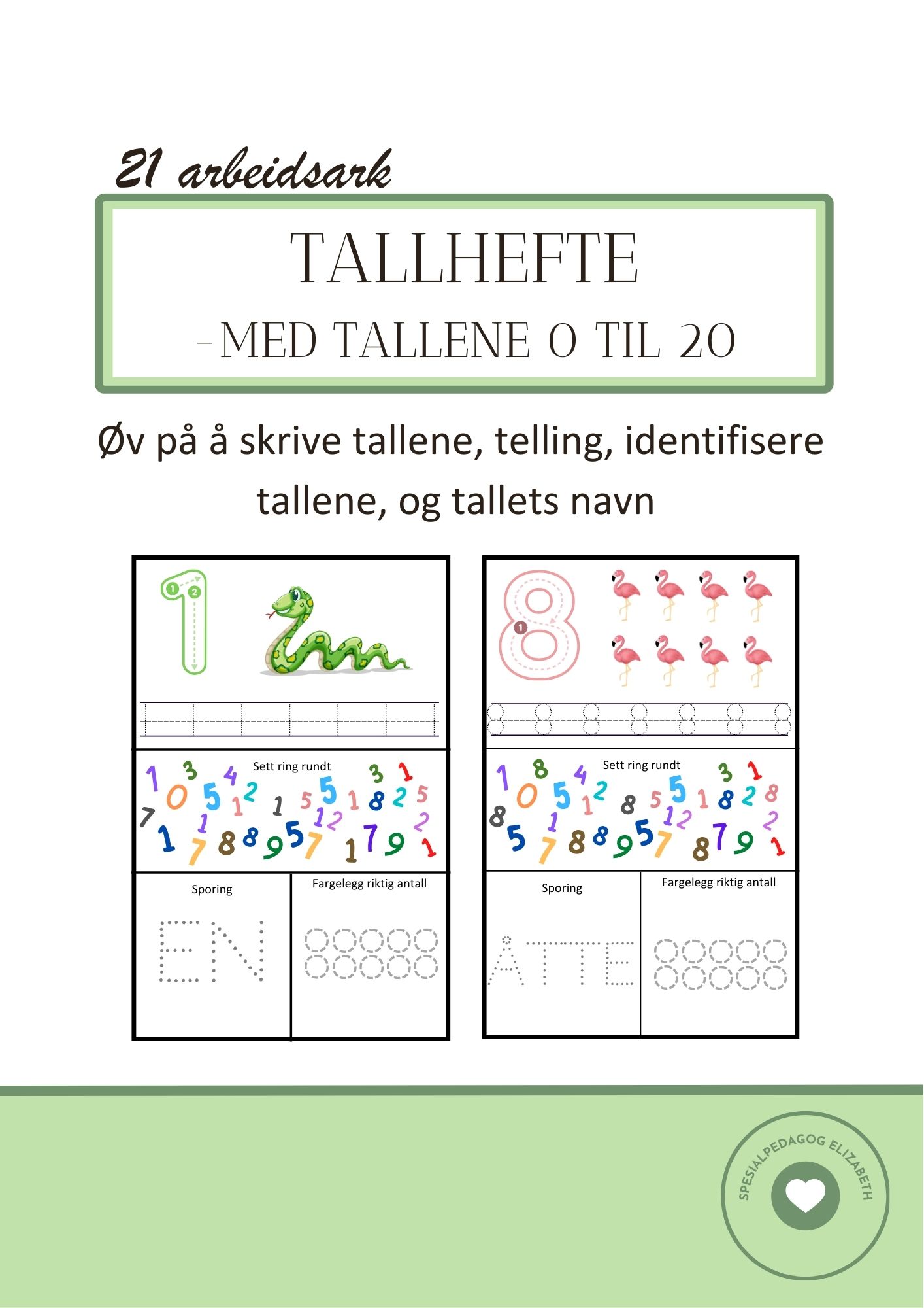 Tallhefte med tallene 0 til 20, telling, sporing, identifisering og ...