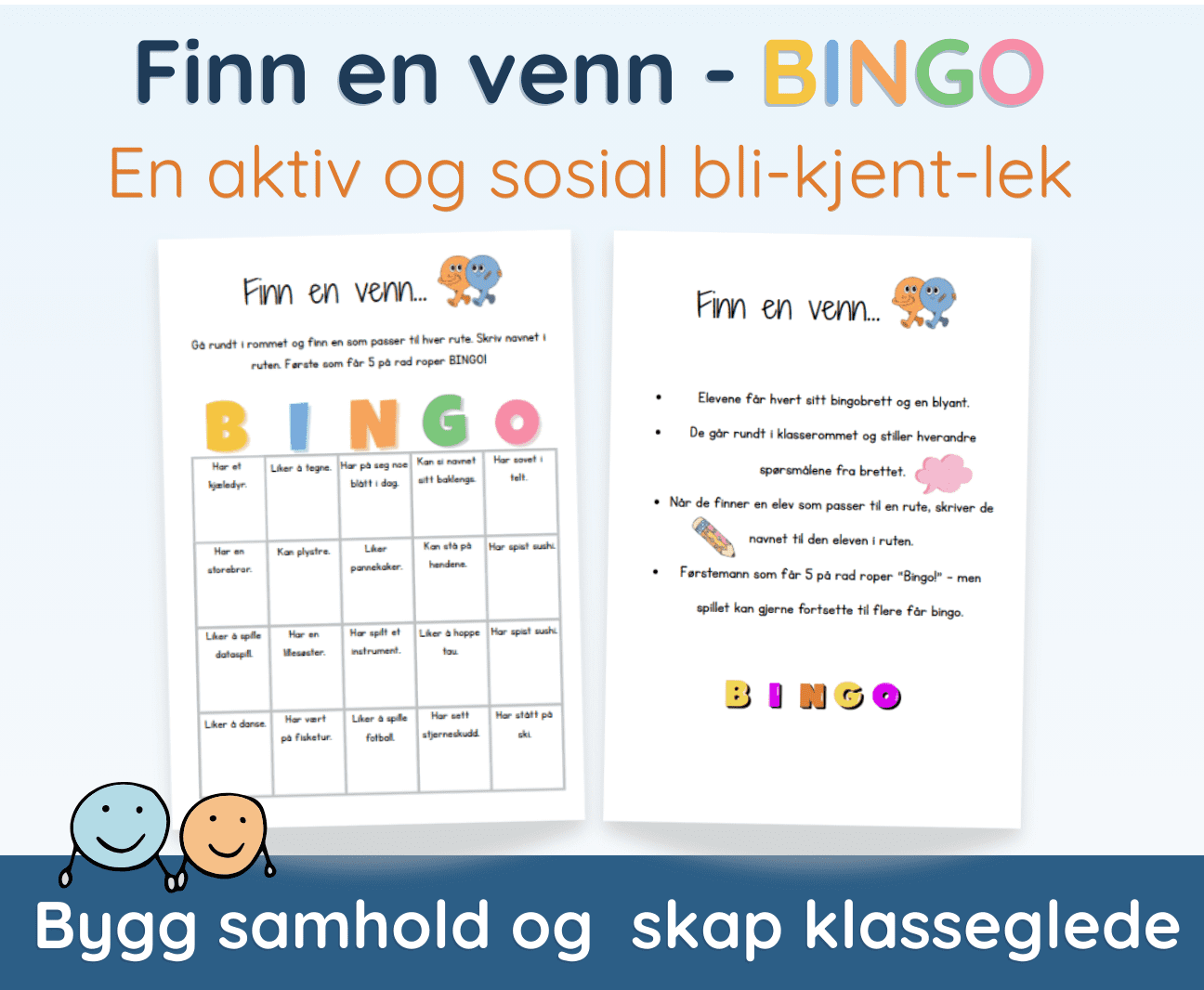 Finn en venn - BINGO | Undervisningsbyen.no