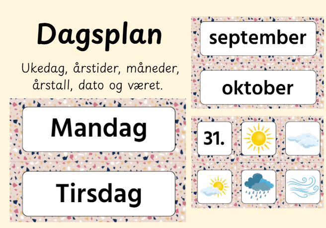 Dagsplan - dato, vær, årstid | Undervisningsbyen.no