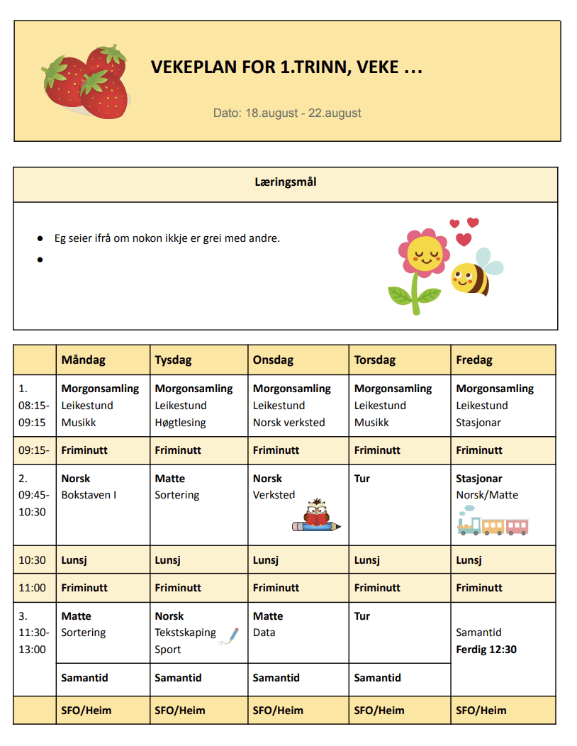 Ukeplan | Undervisningsbyen.no