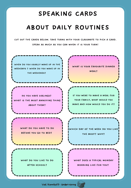 Speaking cards - daily routines