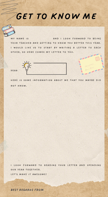 Get to know me - Letter template