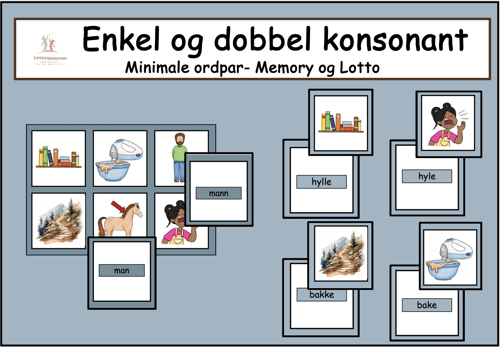 Enkel og dobbel konsonant- Memory og Lotto | Undervisningsbyen.no